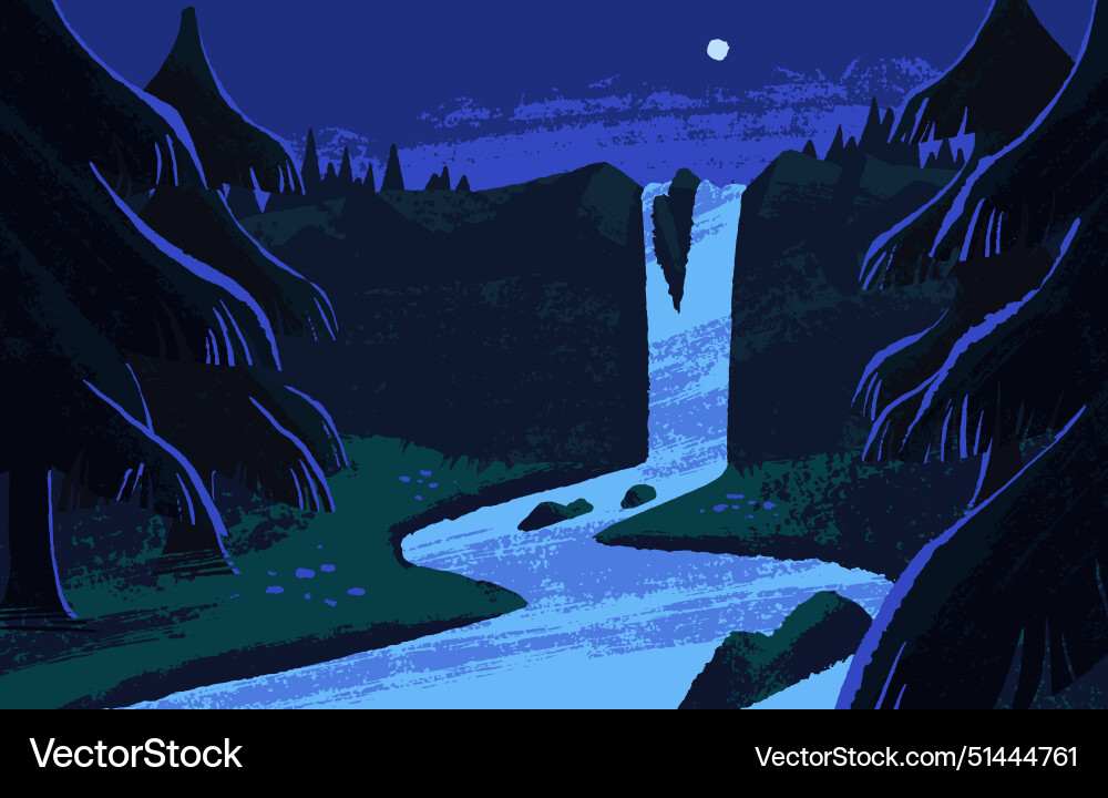 Night nature landscape in moonlight moon light Vector Image