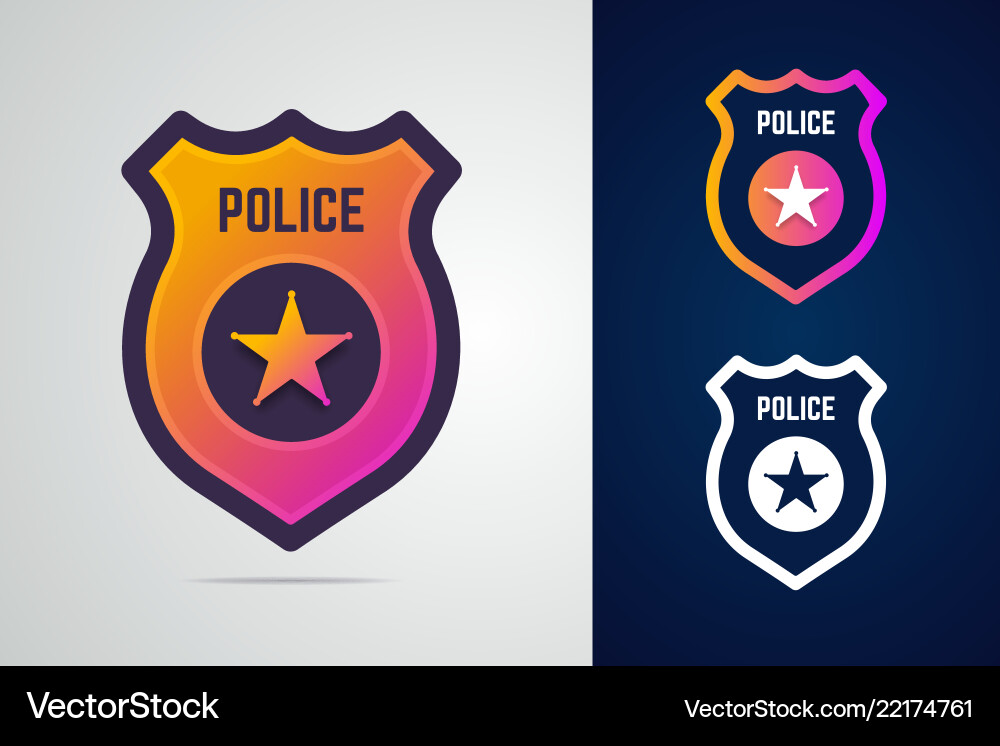 Police badge with star in modern gradient style Vector Image