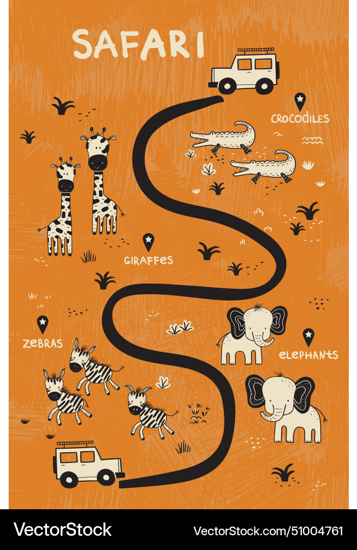 Safari african map color poster Royalty Free Vector Image