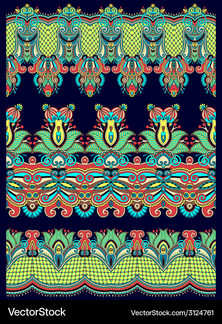 Seamless ethnic floral paisley stripe pattern Vector Image