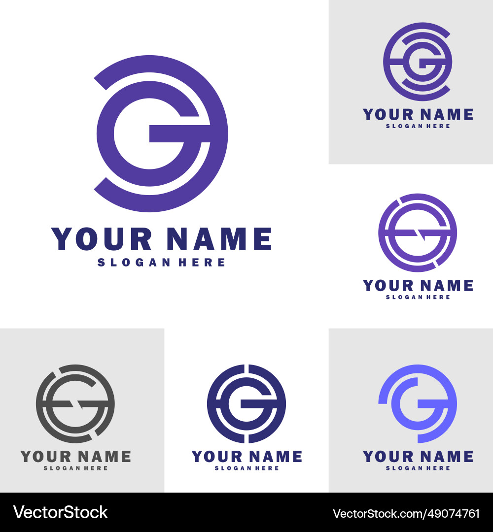Set of modern letter eg logo design creative Vector Image