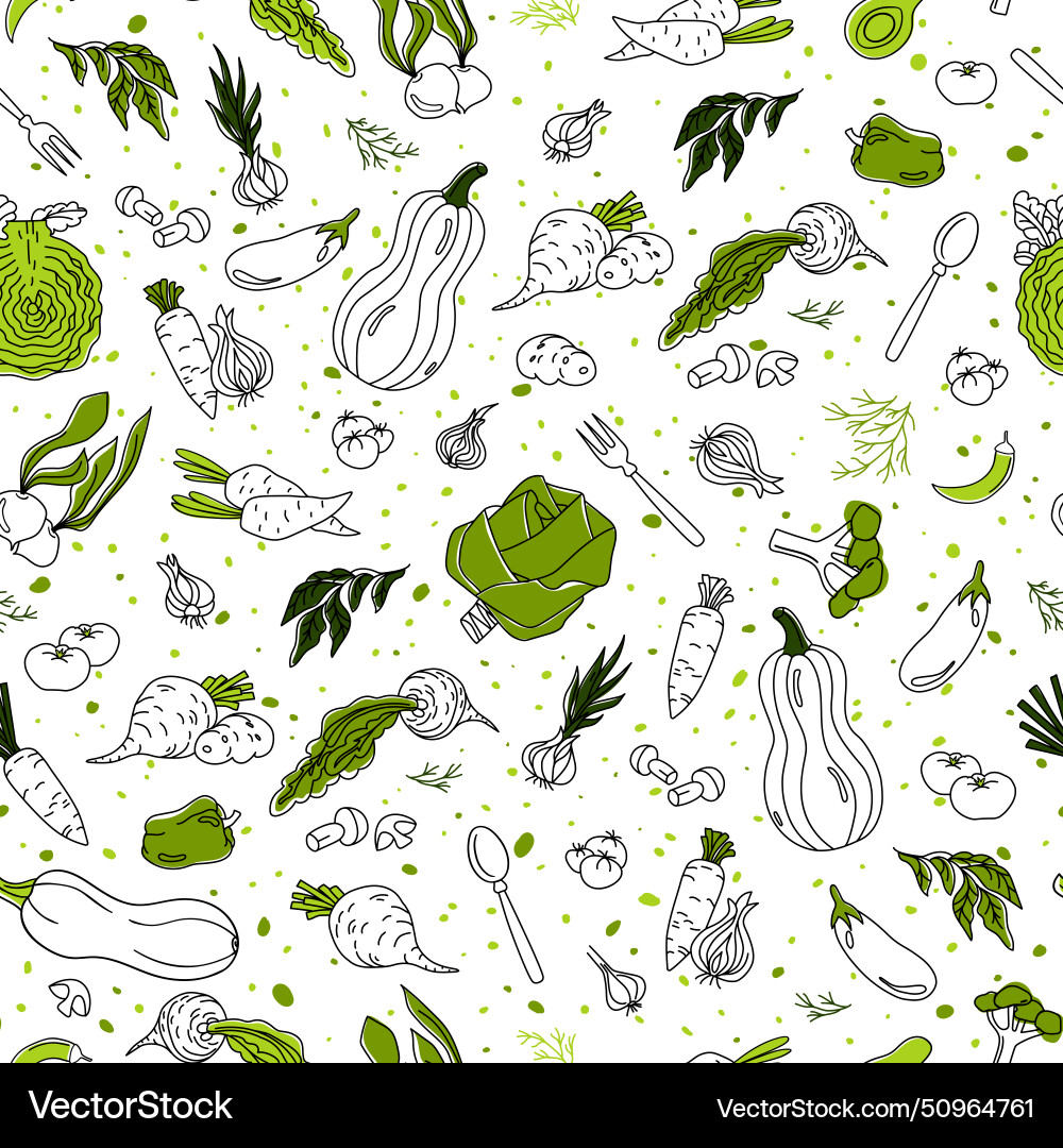 Spring mix of veggies warming seamless Royalty Free Vector