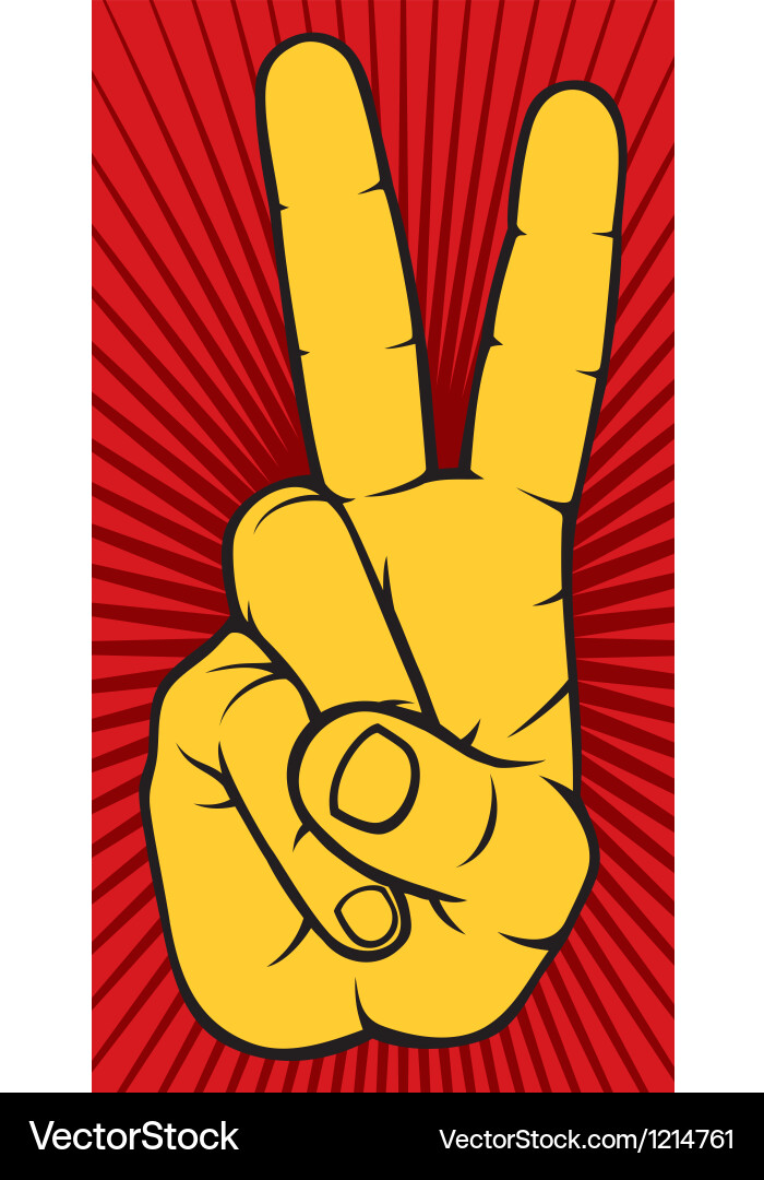 Victory sign hand Geste Lizenzfreies Vektorbild