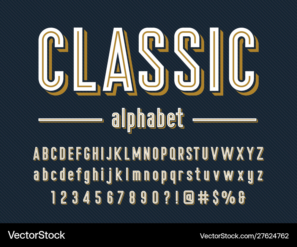 3d retro font Royalty Free Vector Image - VectorStock
