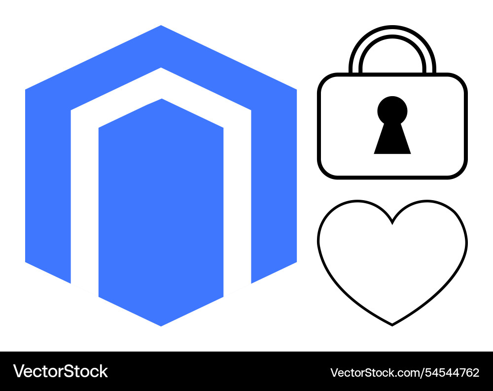 Blue geometric shape with keyhole padlock Vector Image