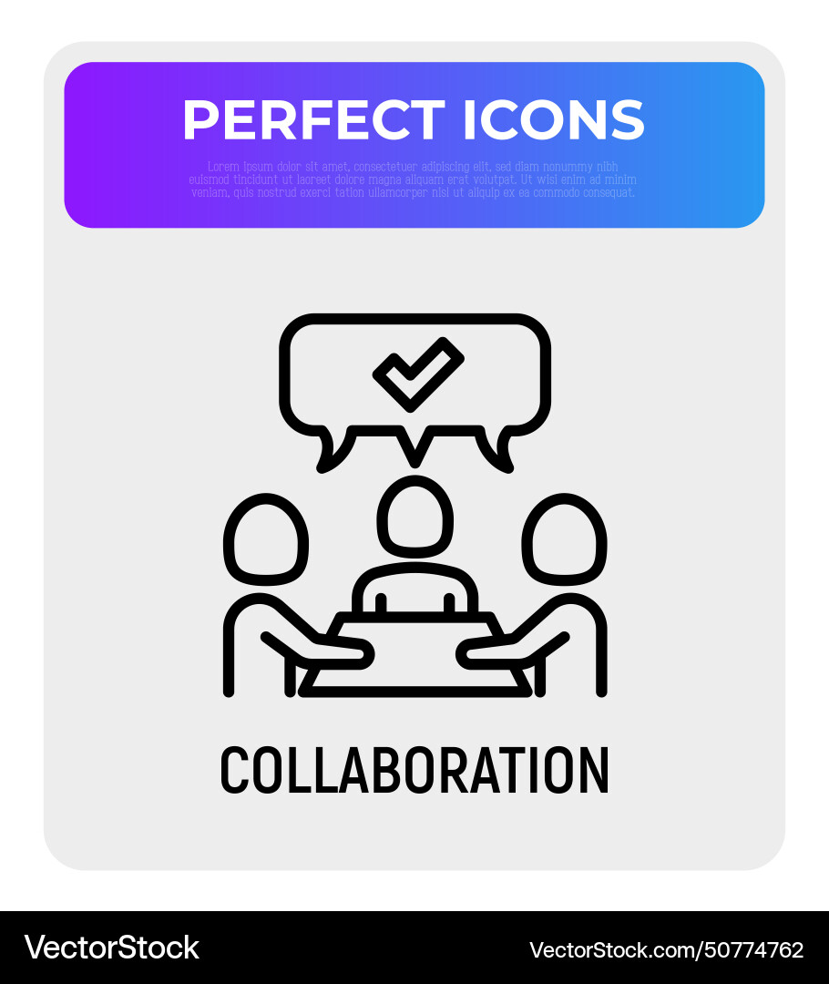Collaboration teamwork thin line icon people at Vector Image