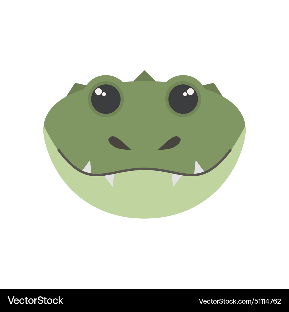 Cute green crocodile or lizard face portrait Vector Image