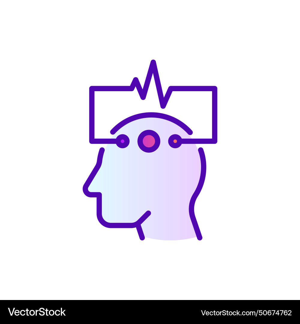 Eeg human head with electrodes thin line icon Vector Image