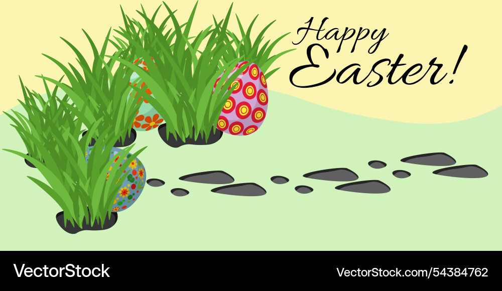 Horizontal banner happy easter patterned eggs Vector Image