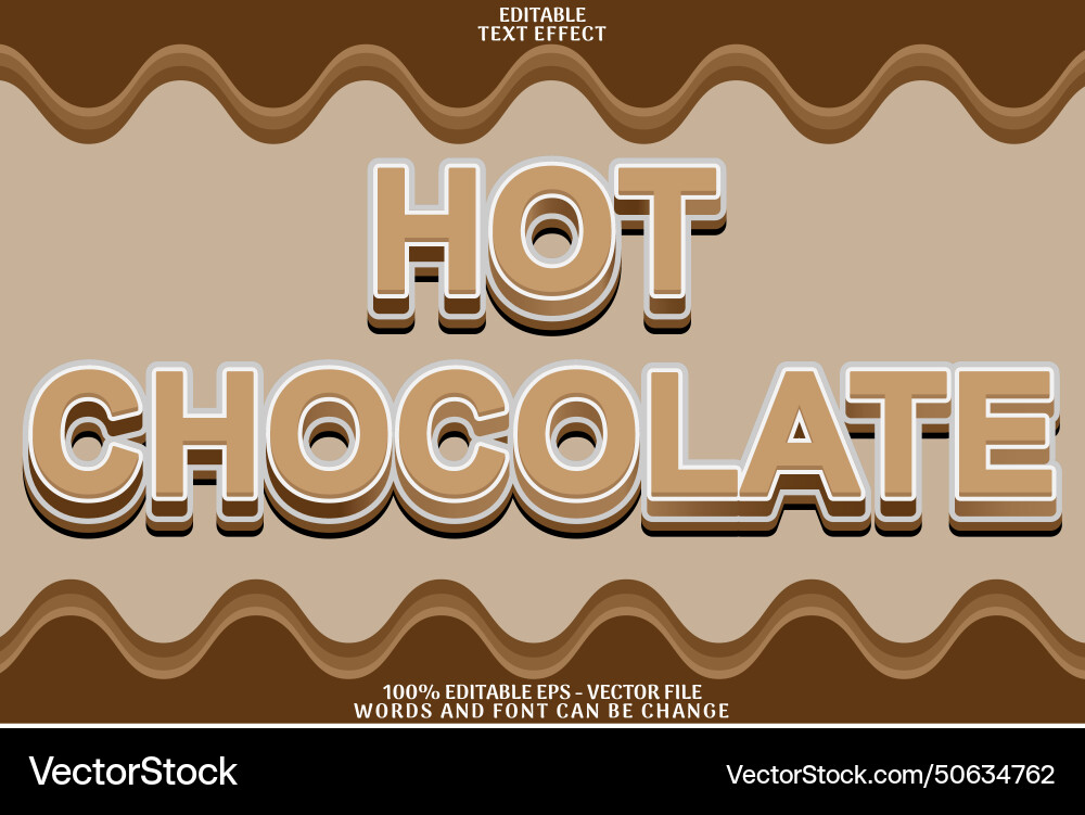 Hot chocolate editable text effect cartoon style Vector Image