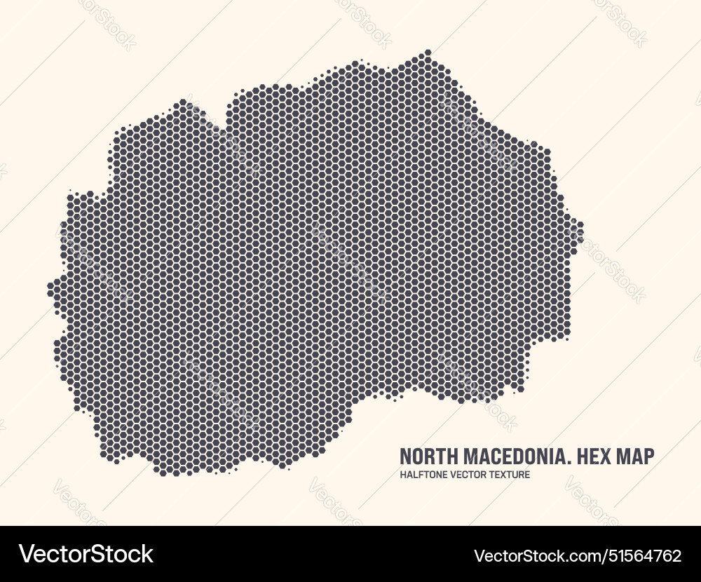 North macedonia map hexagonal half tone pattern Vector Image