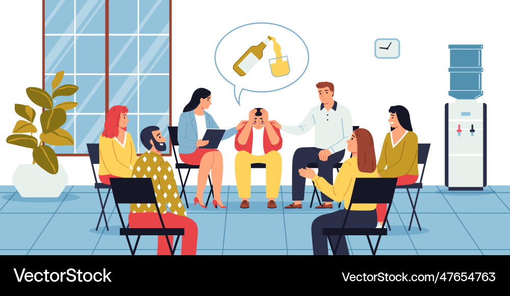 Alcohol addiction flat background Royalty Free Vector Image