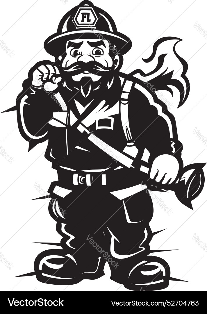 Flame frontier cartoon fireman emblematic Vector Image