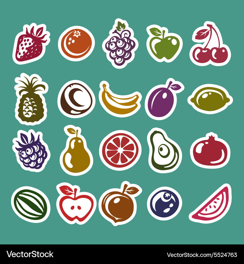 Fruit sticker icons Royalty Free Vector Image - VectorStock