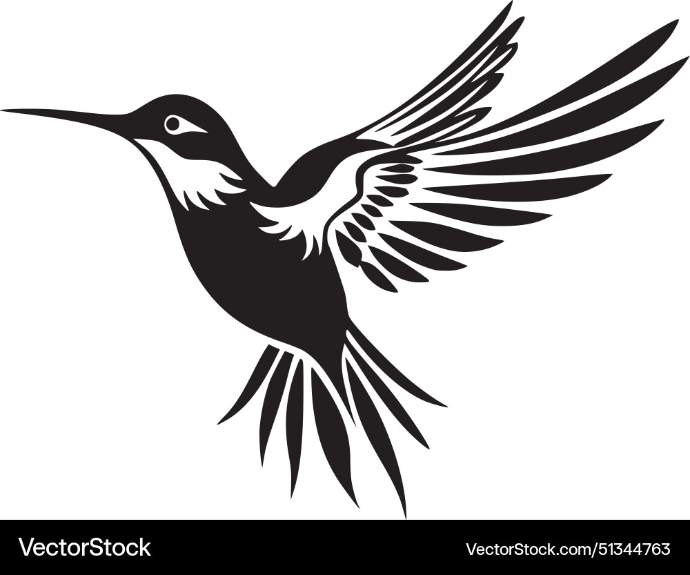 Hummingbird - black and white Royalty Free Vector Image