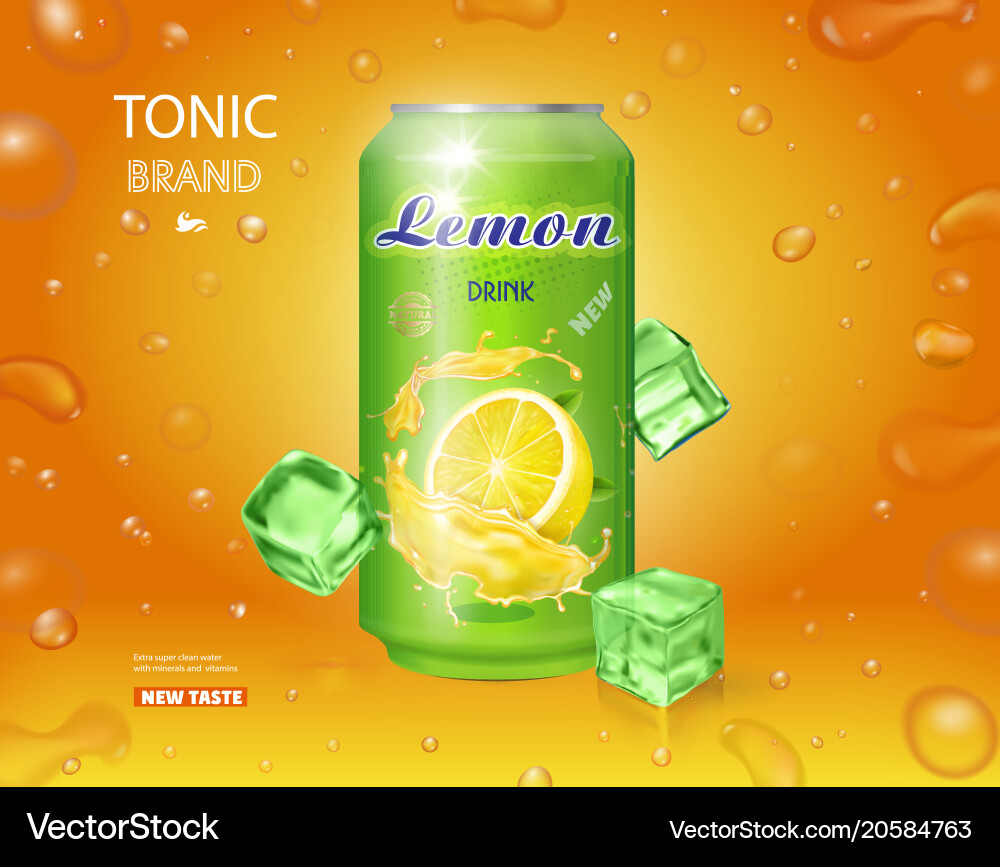 Lemon soft drink advertising lemonade can ads Vector Image