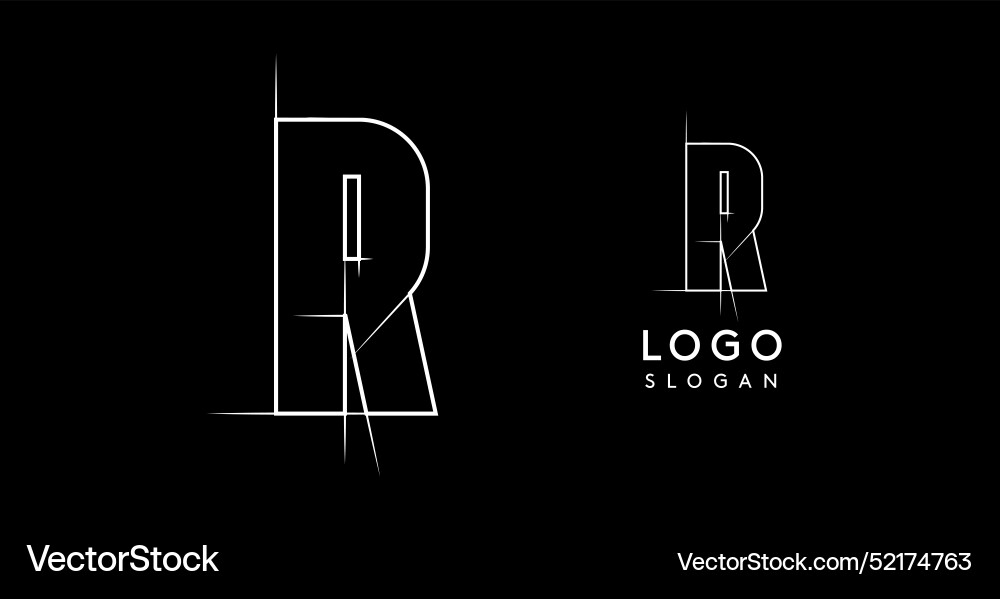 Letter r pencil drawn architectural blueprint Vector Image
