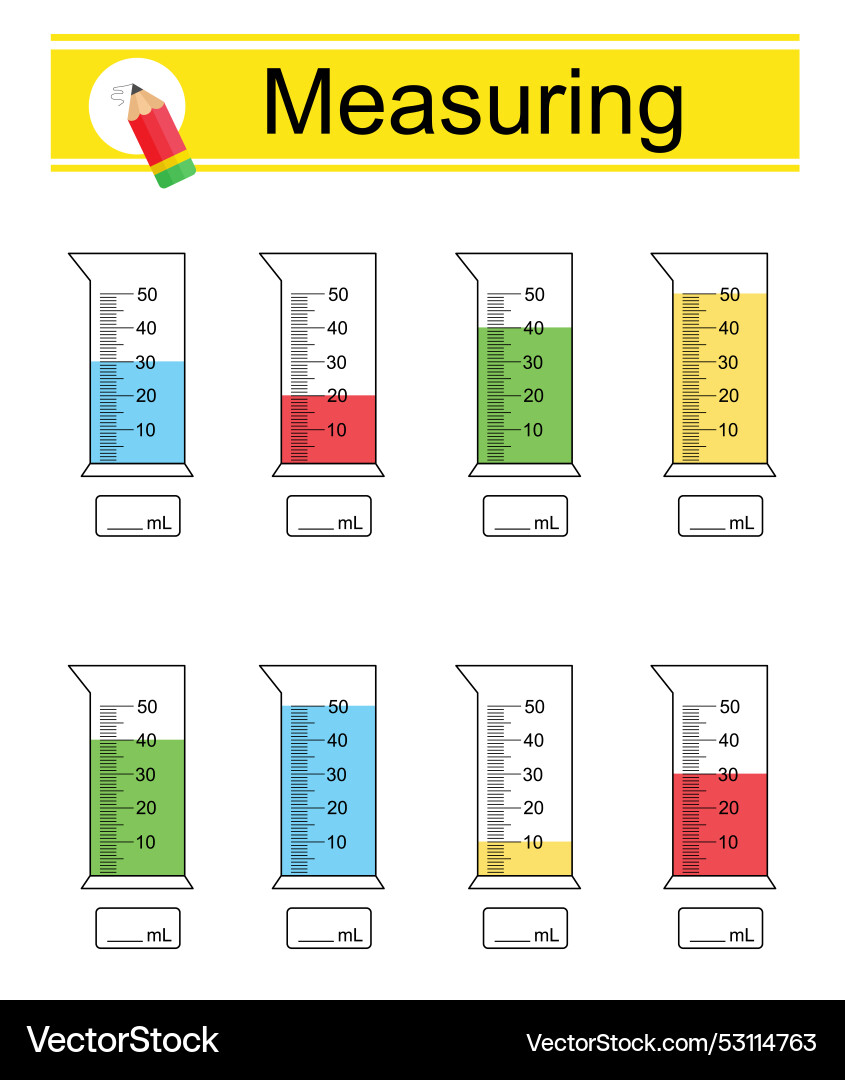 Measuring the volume of beaker Royalty Free Vector Image