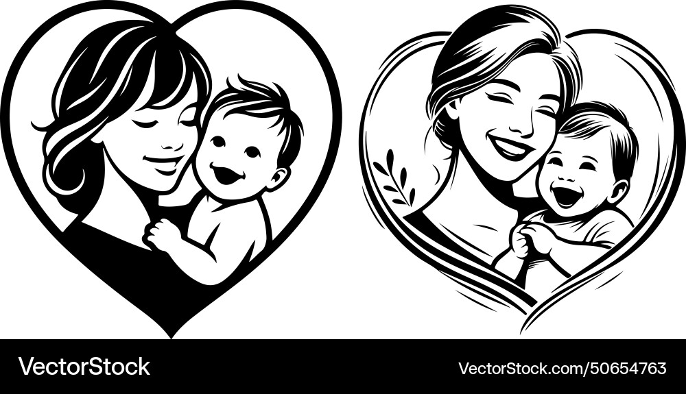 Mother and baby smiling Royalty Free Vector Image