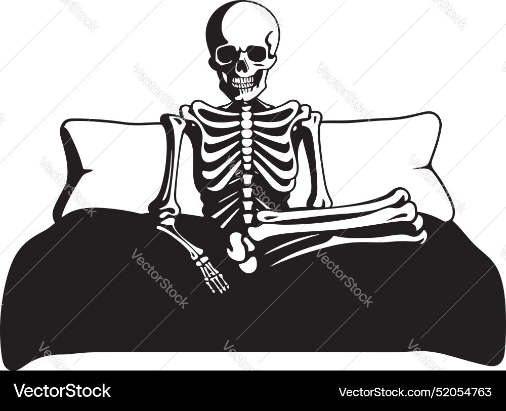 Spooky sleepscape skeleton bed design eerie Vector Image
