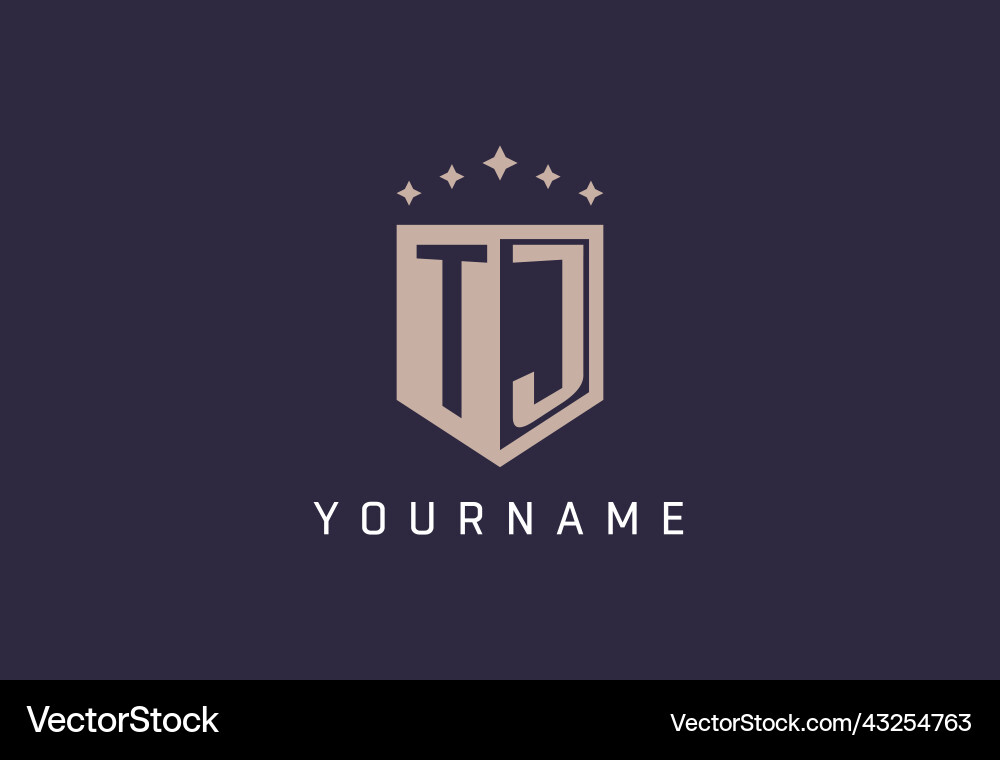 Tj initial shield logo icon geometric style design