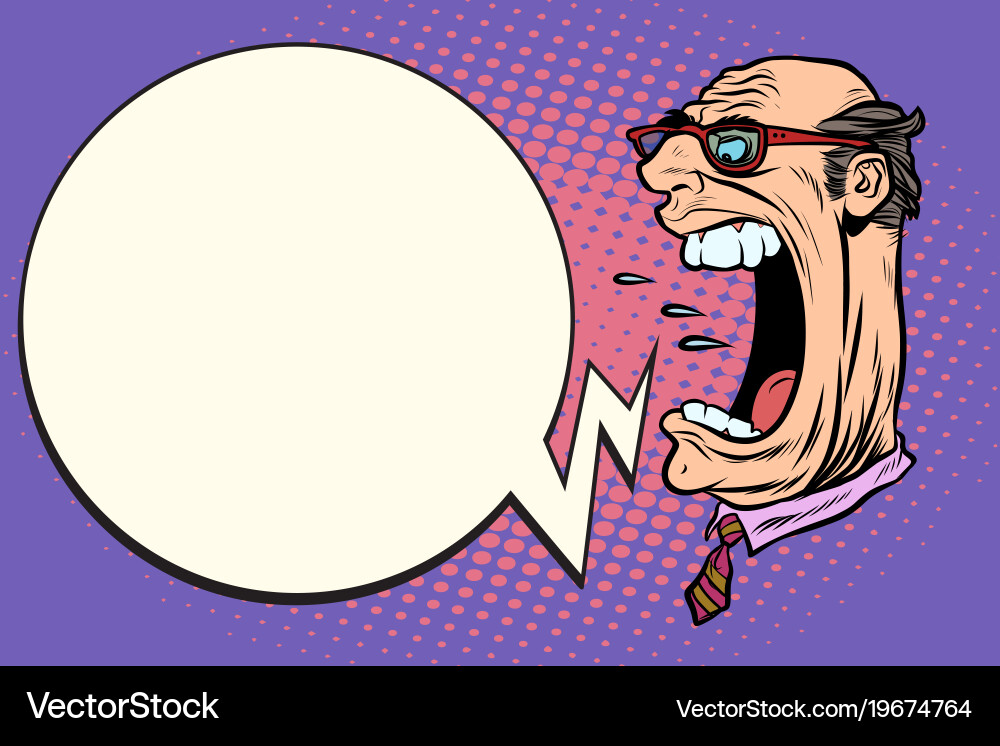 Angry boss screaming the giant head Royalty Free Vector