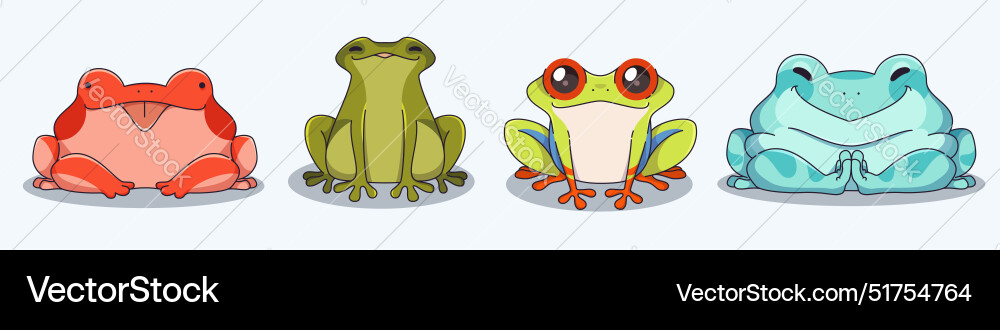 Cute frog characters set isolated on white Vector Image