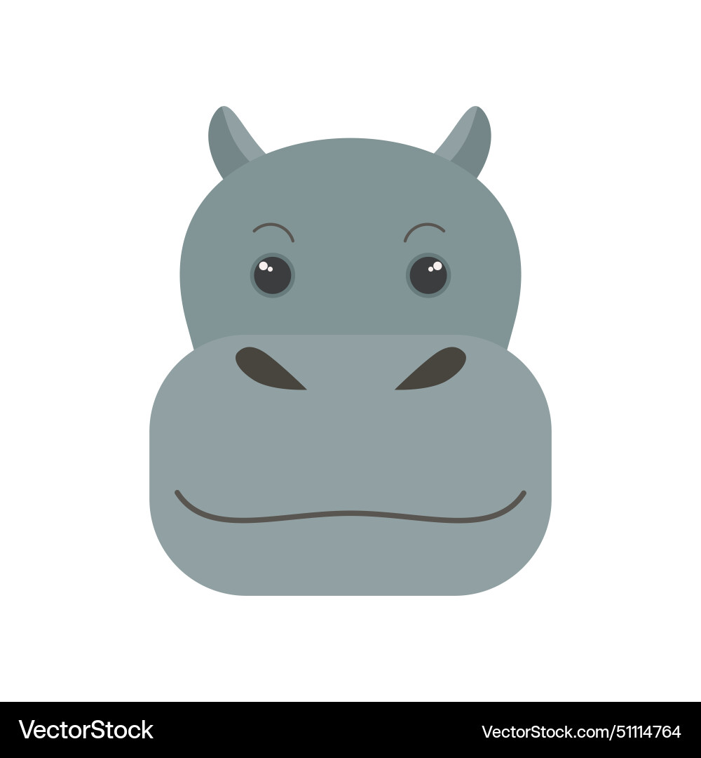 Cute Hippo Face Portrait Royalty Free Vector Image