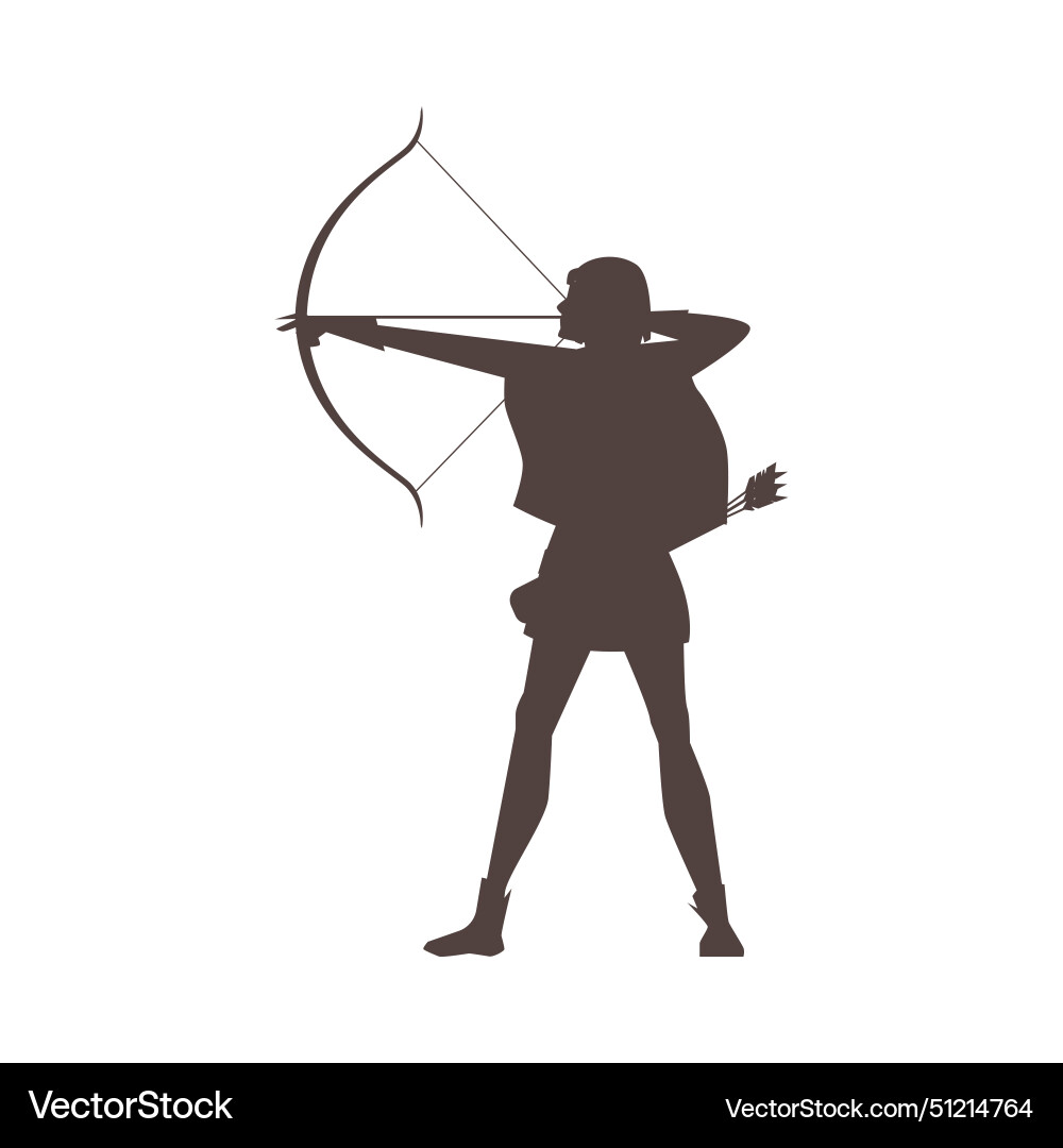 Female archer in warrior stance silhouette Vector Image