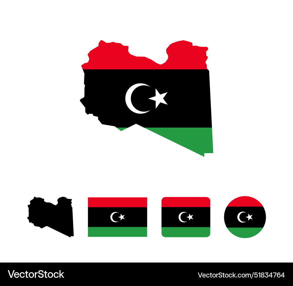 Libya flag set of flags collection Royalty Free Vector Image