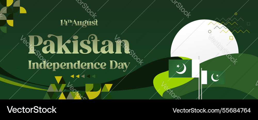 Pakistan independence day template with geometric Vector Image