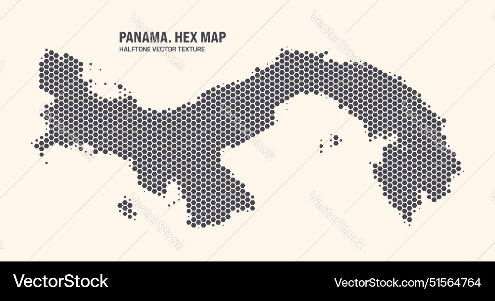 Panama map hexagonal half tone pattern isolated Vector Image
