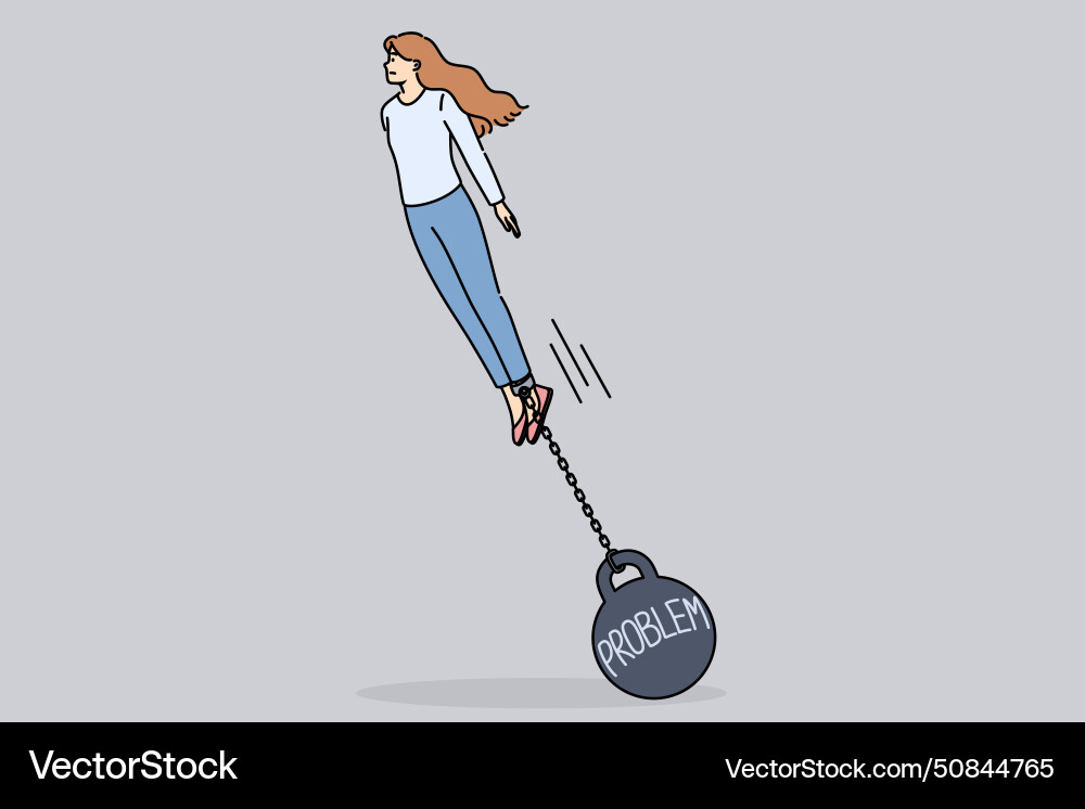 Burden problems is attached to woman who wants Vector Image