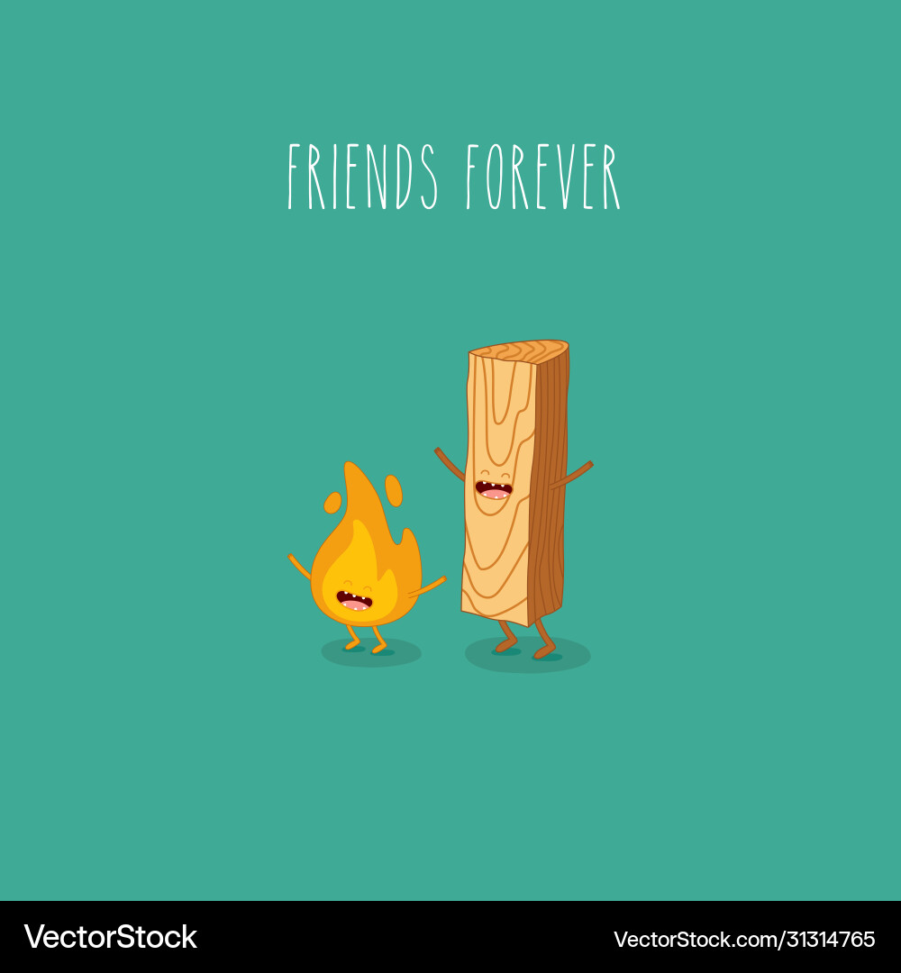 Firewood and fire friends forever Royalty Free Vector Image