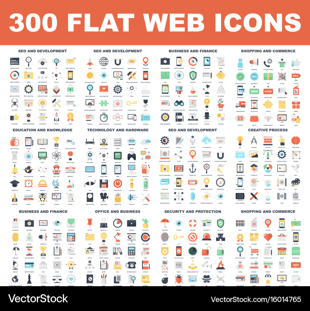 Flat web icons Royalty Free Vector Image - VectorStock