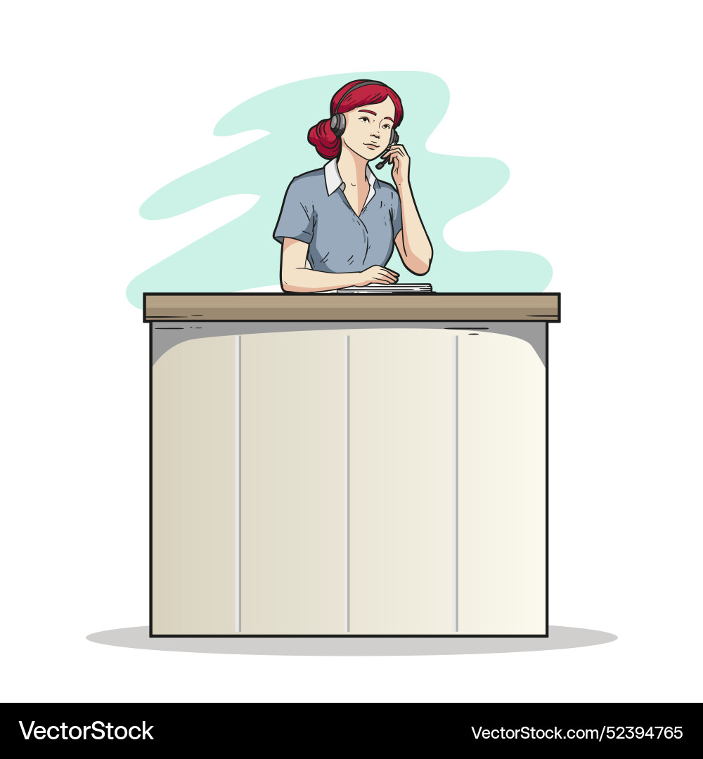 Hand drawn receptionist cartoon Royalty Free Vector Image