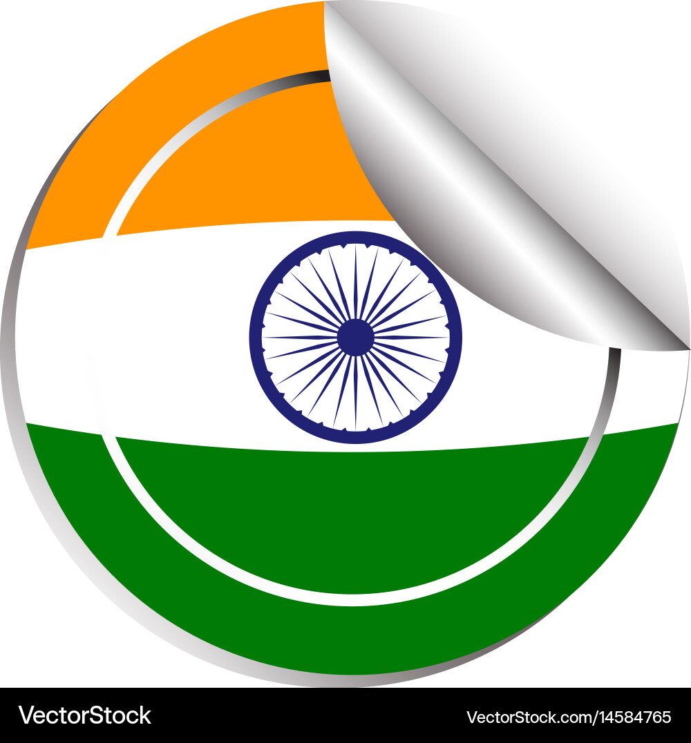 India flag on round sticker Royalty Free Vector Image