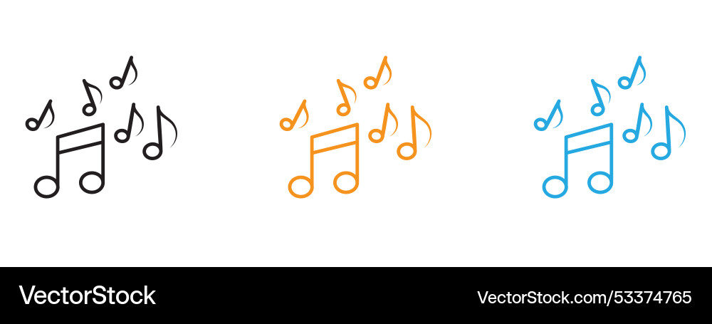 Music note icon thin line set Royalty Free Vector Image