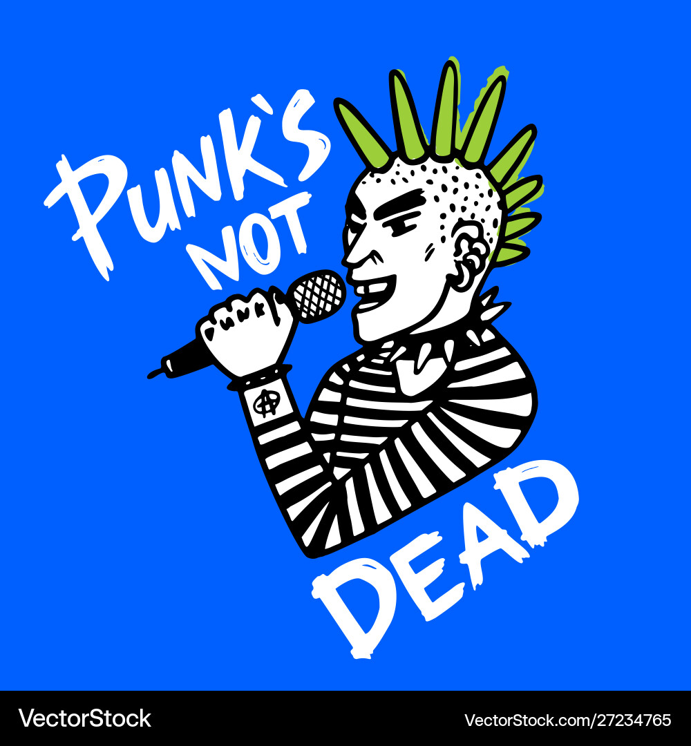Punk rock set punks not dead words and design Vector Image