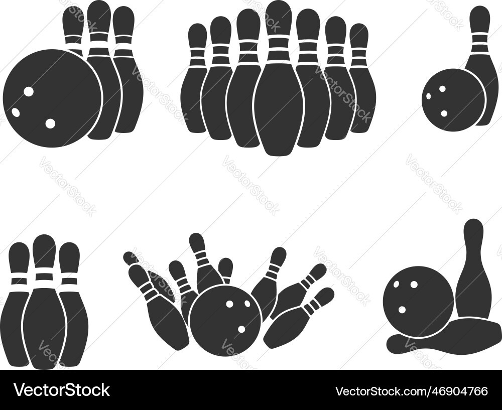 Bowling Pins and Ball Set Royalty Free Vector Image