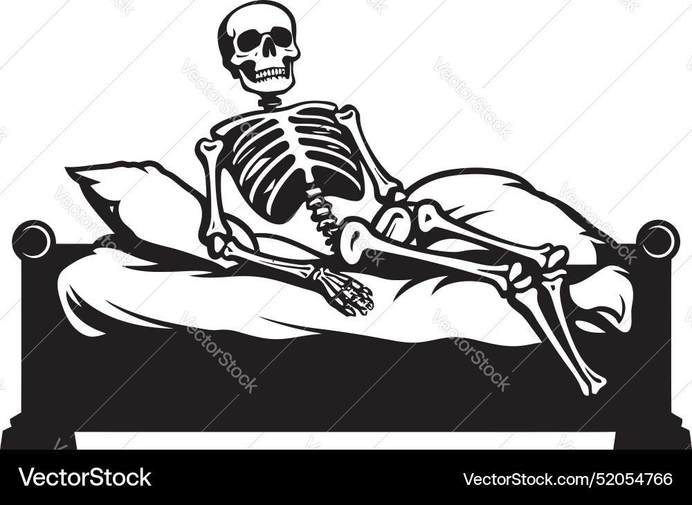 Creepy rest skeleton bed icon grim slumber Vector Image