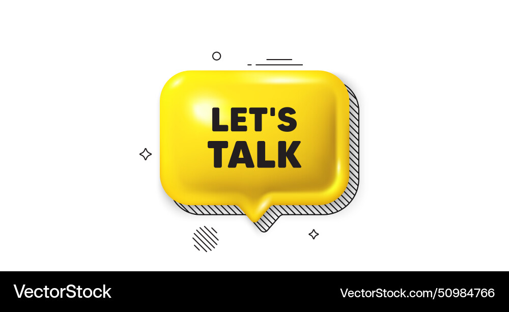 Lets talk tag connect offer sign 3d speech Vector Image