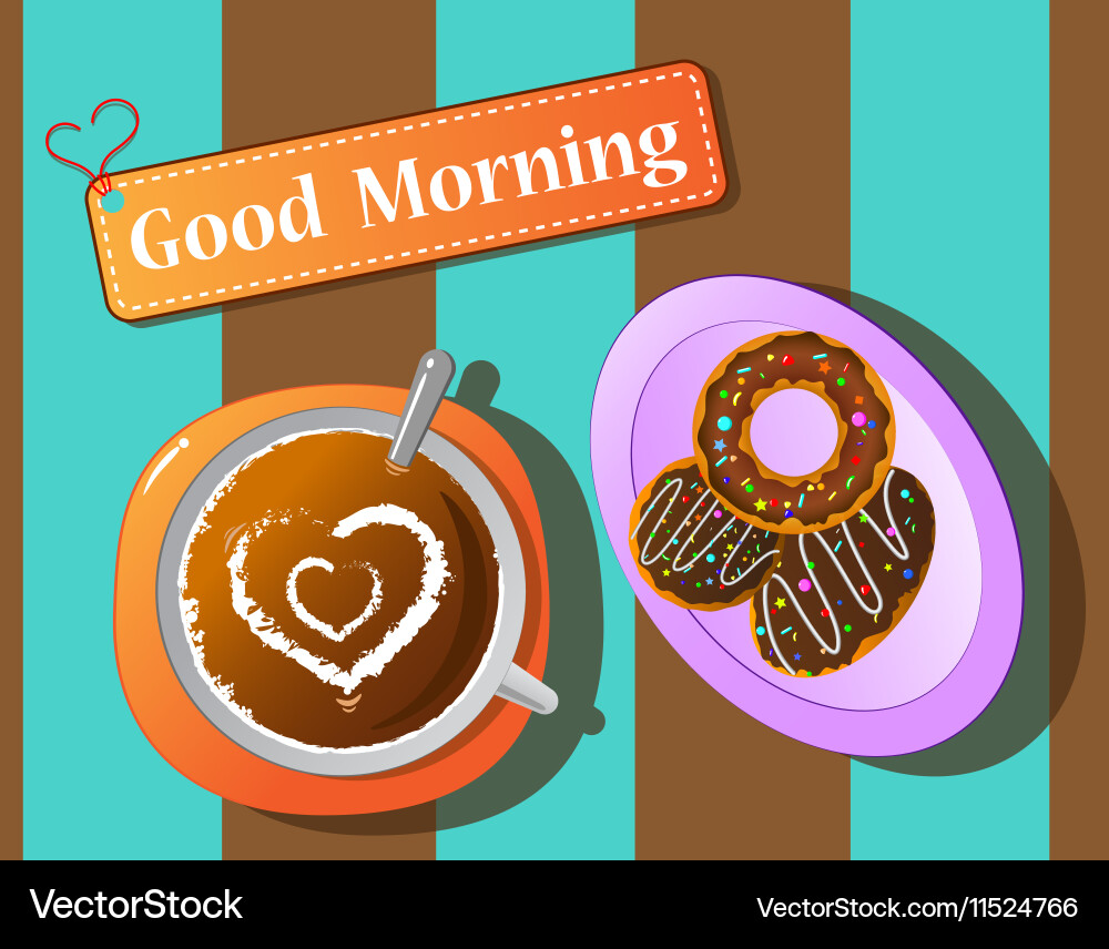 Morning relax coffee break and donut Royalty Free Vector