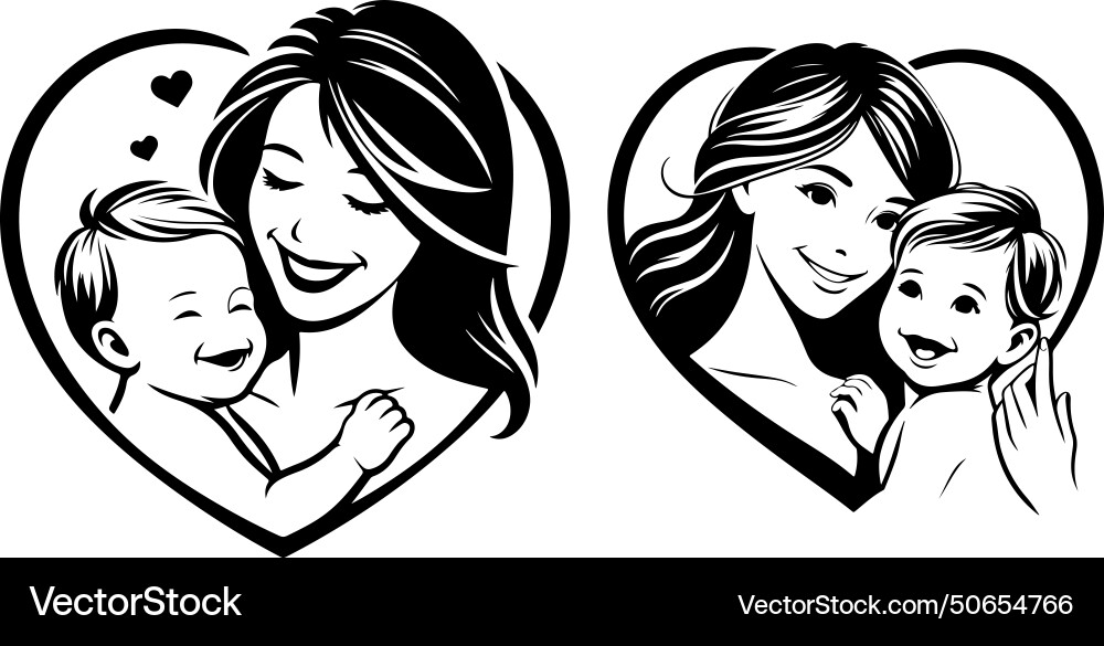 Mother and baby smiling Royalty Free Vector Image