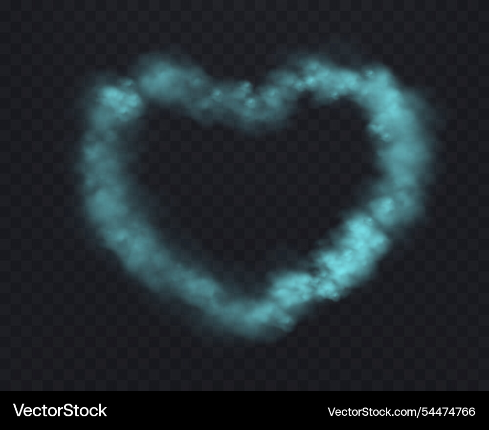 Realistic teal smoke heart or haze Royalty Free Vector Image