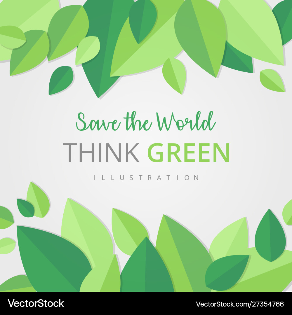 Save world green template Royalty Free Vector Image