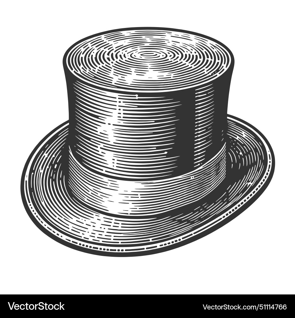 Top hat engraving Royalty Free Vector Image - VectorStock