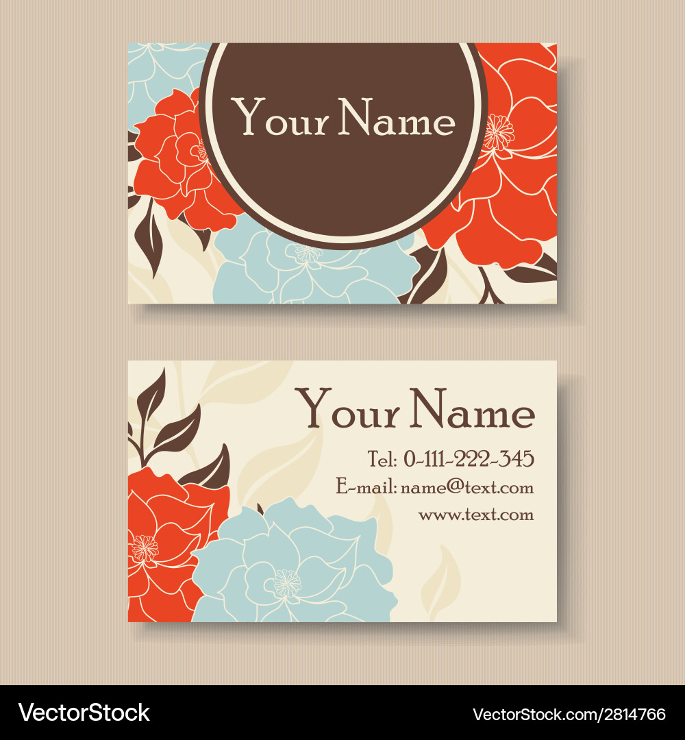 Visit card with flowers Royalty Free Vector Image