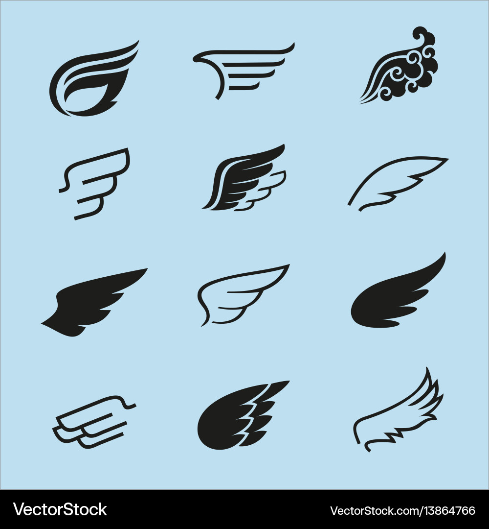 Wings icons set 2 Royalty Free Vector Image - VectorStock