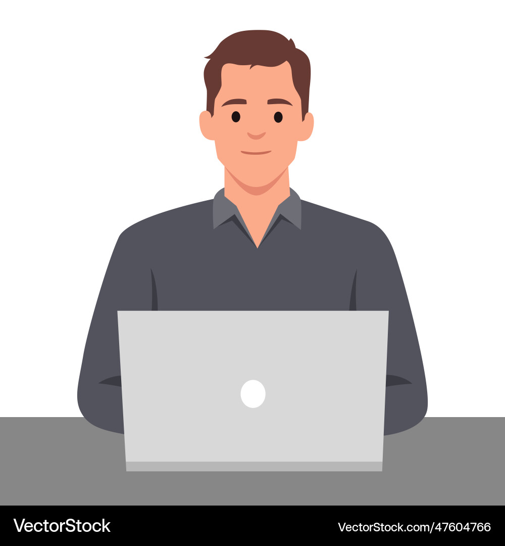 Young Business Man with Laptop Royalty Free Vector Image